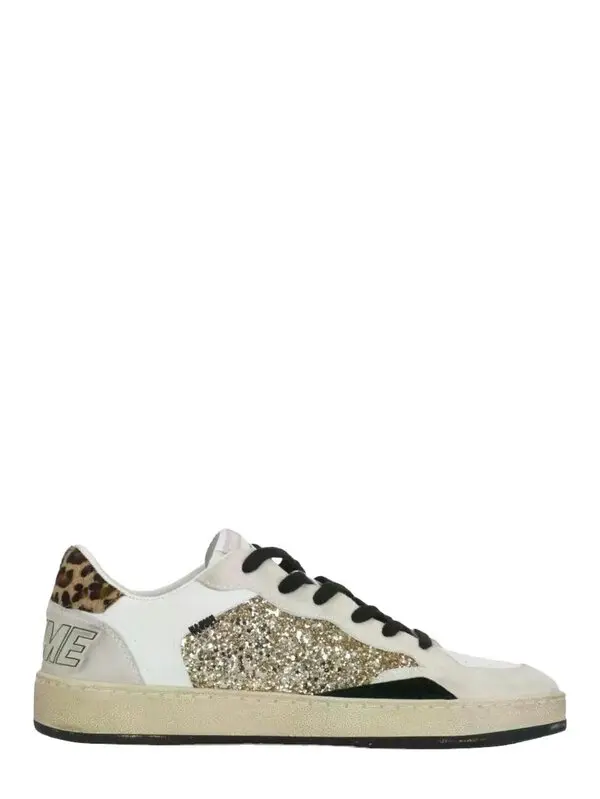 CRIME LONDON Glitter-panel Leopard-print Sneakers - White
