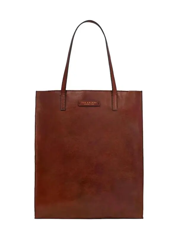THE BRIDGE Logo-plaque Leather Tote Bag - Brown