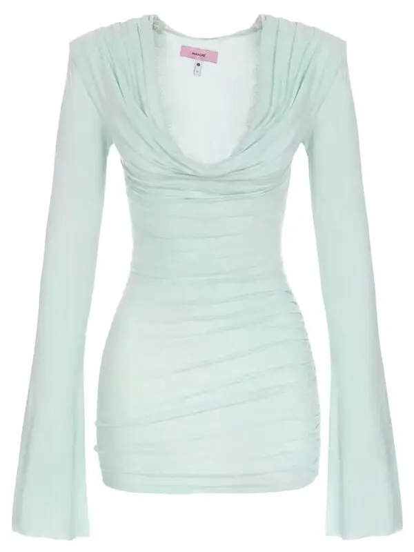 MANURI Alma Ruched Lace-trim Mini Dress - Green