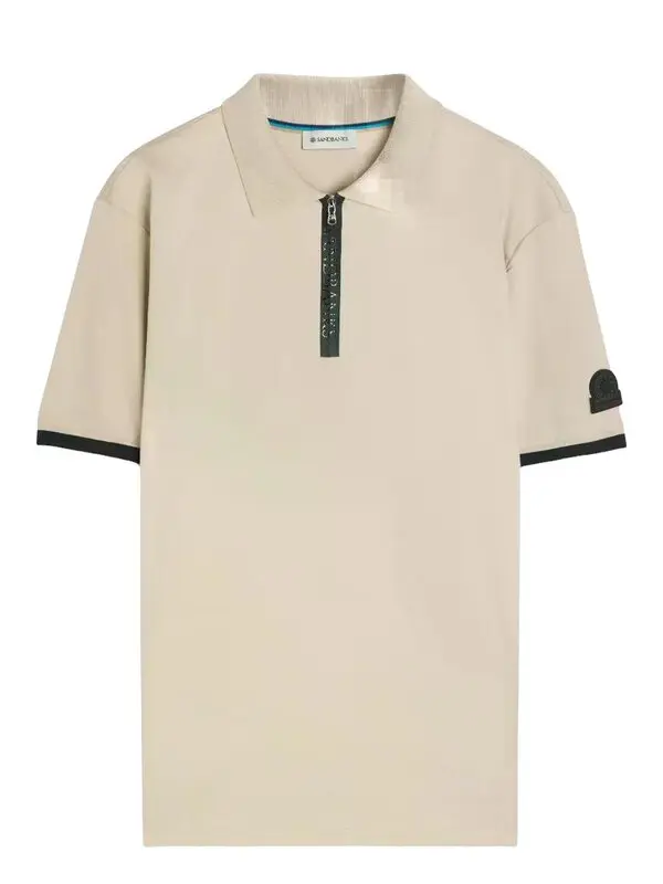 SANDBANKS Zip-fastening Logo-patch Polo Shirt - Neutrals