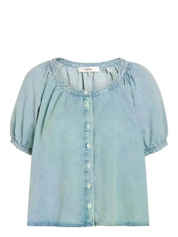 FRAME Resort Puff-sleeve Blouse - Blue