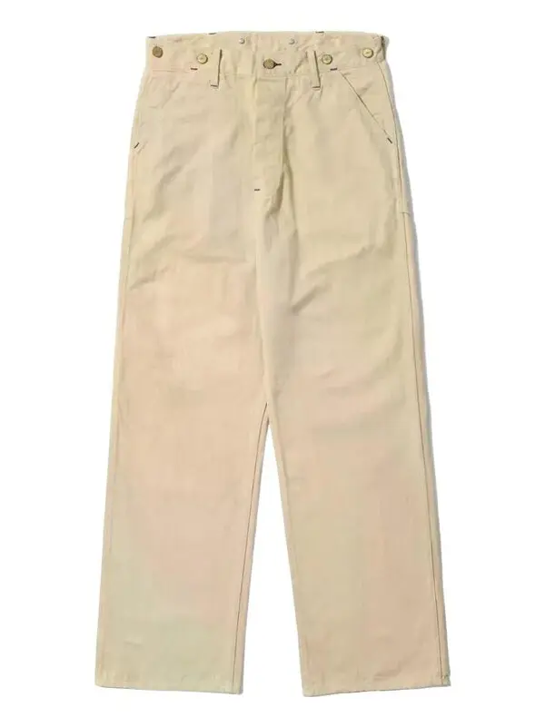 SUGAR CANE JEANS Herringbone Cotton Trousers - Neutrals
