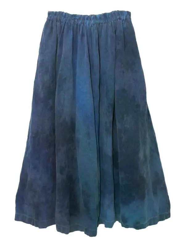 ANNTIAN Tie-dye Linen Long Skirt - Blue