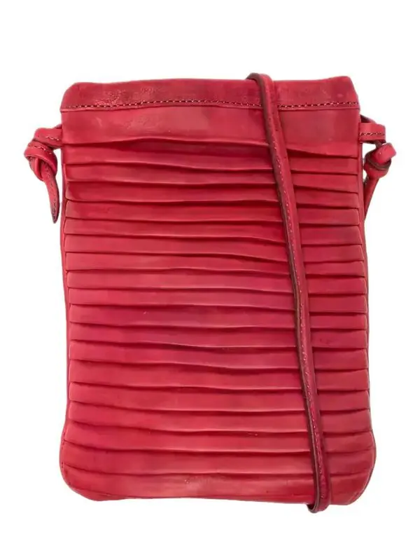 SOMMET Paloma Rows Pleated Leather Shoulder Bag - Red