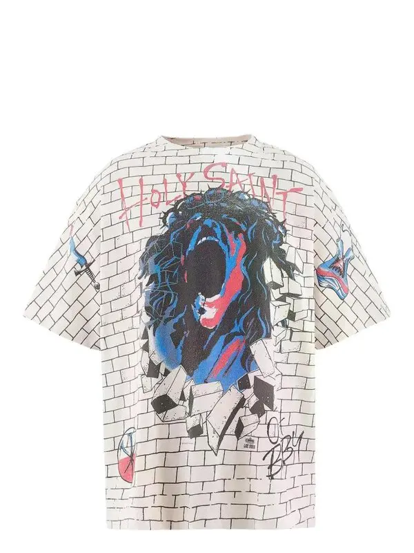 SAINT MXXXXXX Graphic-print T-shirt - Neutrals