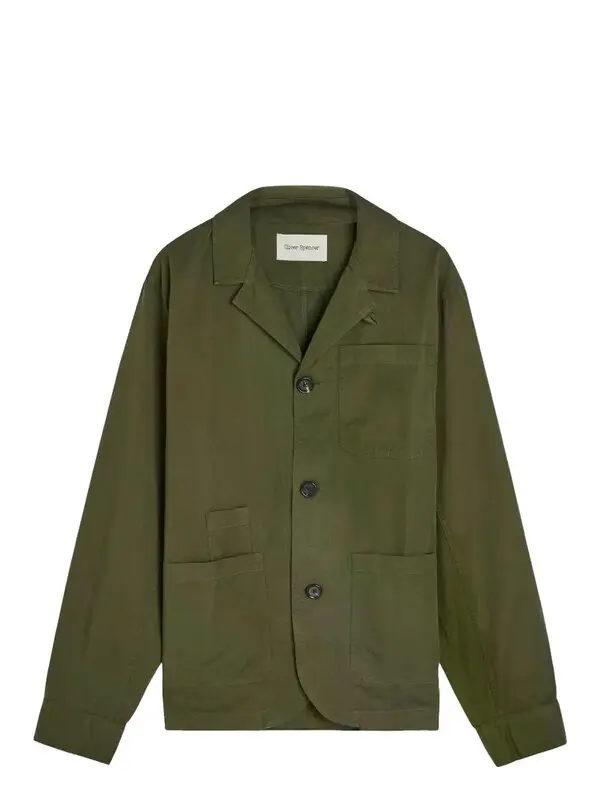 Oliver Peoples Bradwell Patch-pockets Button-down Cotton Shirt Jacket - Green