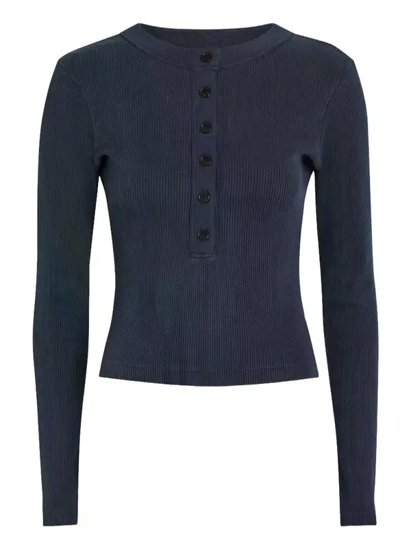 Citizens Of Humanity Ribbed-knit Henley T-shirt - Blue