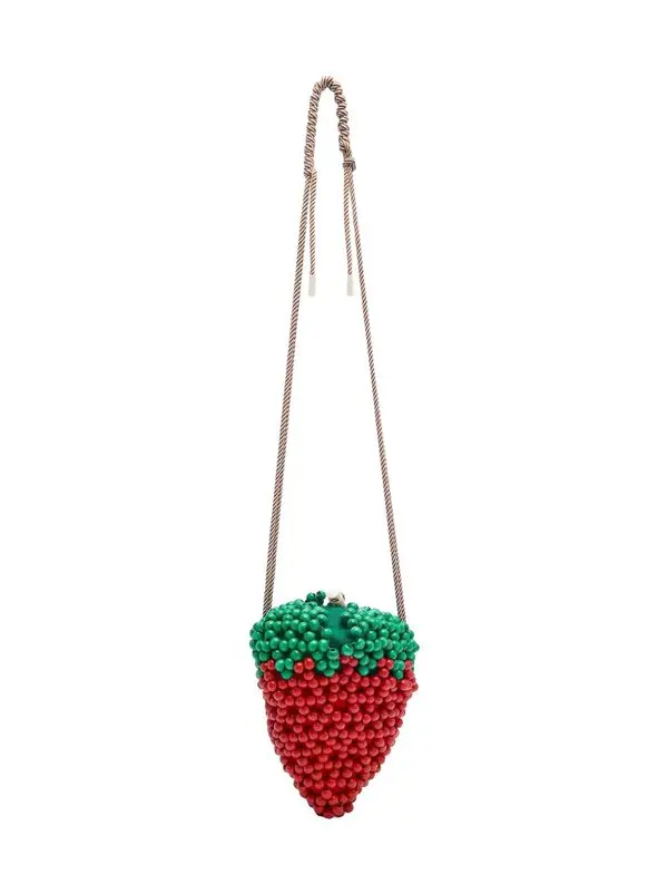 ALEMAIS Beaded Strawberry Belt Bag - Red