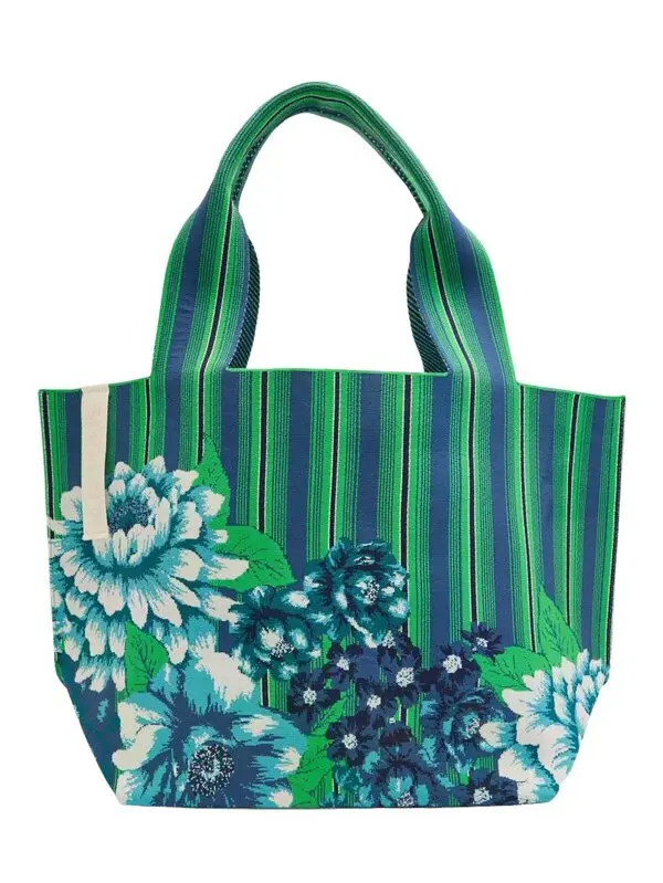 ALEMAIS Floral-print Striped Tote Bag - Blue