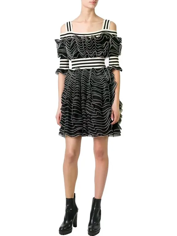 Alexander McQueen Ruffle Mini Dress - Black