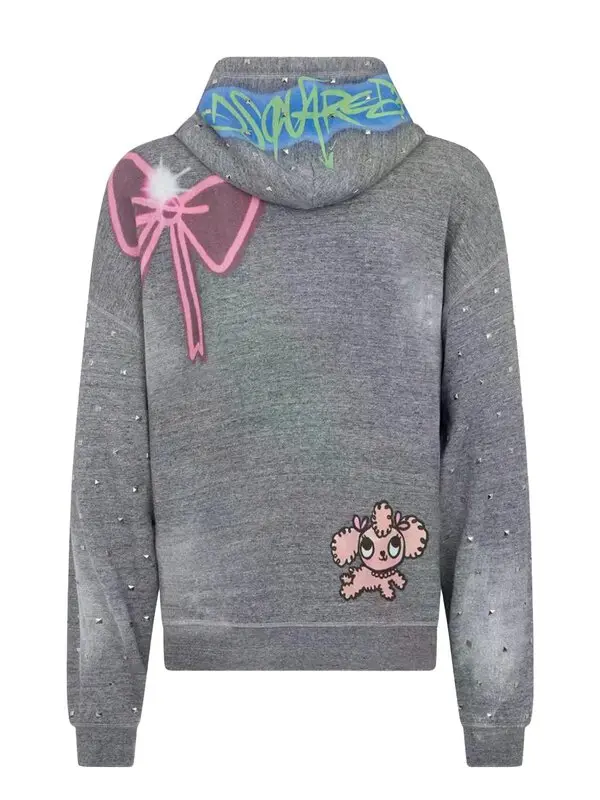 Dsquared2 Rebel Studded Hoodie - Grey
