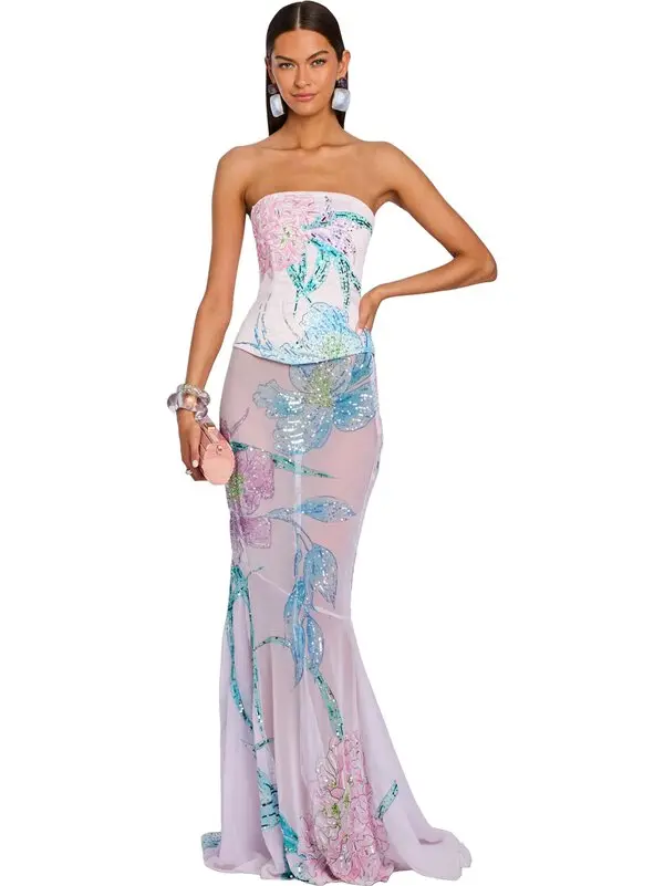 Retrofete Alinea Embellished Corset Maxi Dress - Beija Flor Rosa