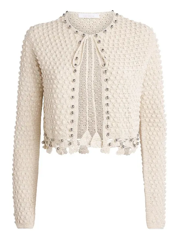 Rabanne Cotton Crochet Tie-detail Cardigan - Ivory