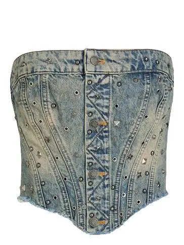 Guess Denim Corset Top - Blue