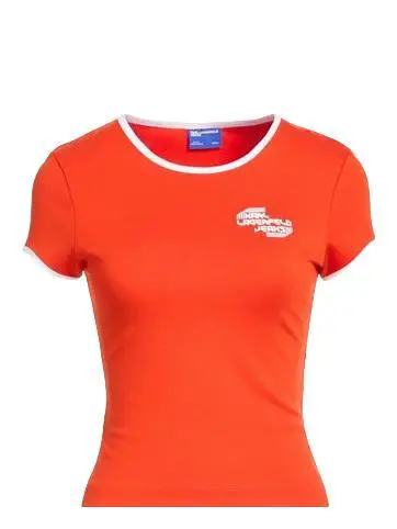 Karl Lagerfeld Red Logo Appliqué T-shirt - Tomato Red