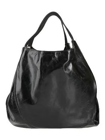 LAURA DI MAGGIO Pebbled Leather Maxi Shopper Bag - Black