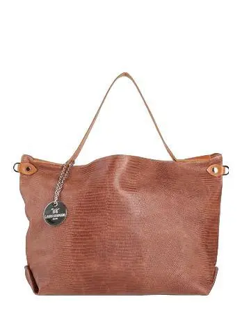 LAURA DI MAGGIO Tan Calfskin Lizard-print Shopper Bag - Brown