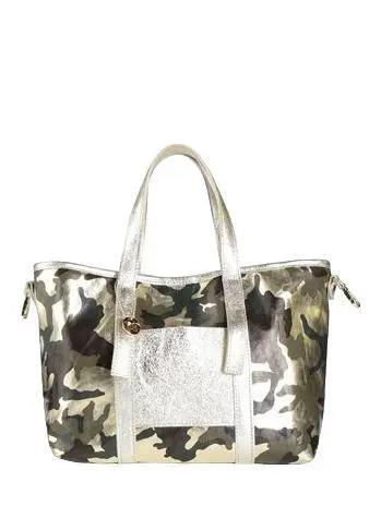 LAURA DI MAGGIO Camouflage Print Leather Shopper Bag - Gold
