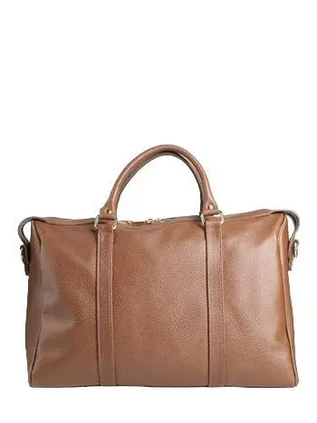 LAURA DI MAGGIO Pebbled-leather Maxi Bowler Bag - Brown