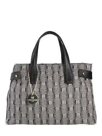 LAURA DI MAGGIO Raffia And Calfskin Tote Bag - Grey