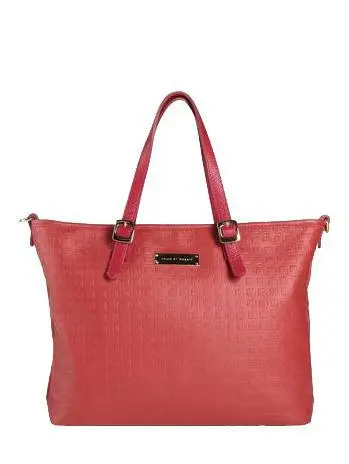 LAURA DI MAGGIO Calfskin Pebbled Leather Tote - Red
