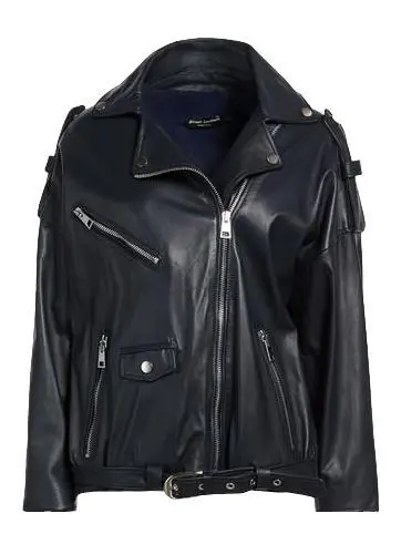 STREET LEATHERS Bright Leather Biker Jacket - Blue