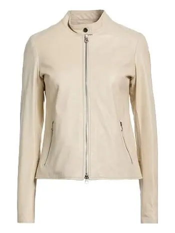 STREET LEATHERS Leather Biker Jacket - Beige