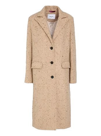 PALTO' Single-breasted Multicolor Tweed Coat - Sand