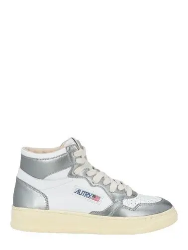 AUTRY Metallic Leather High-top Sneakers - Silver