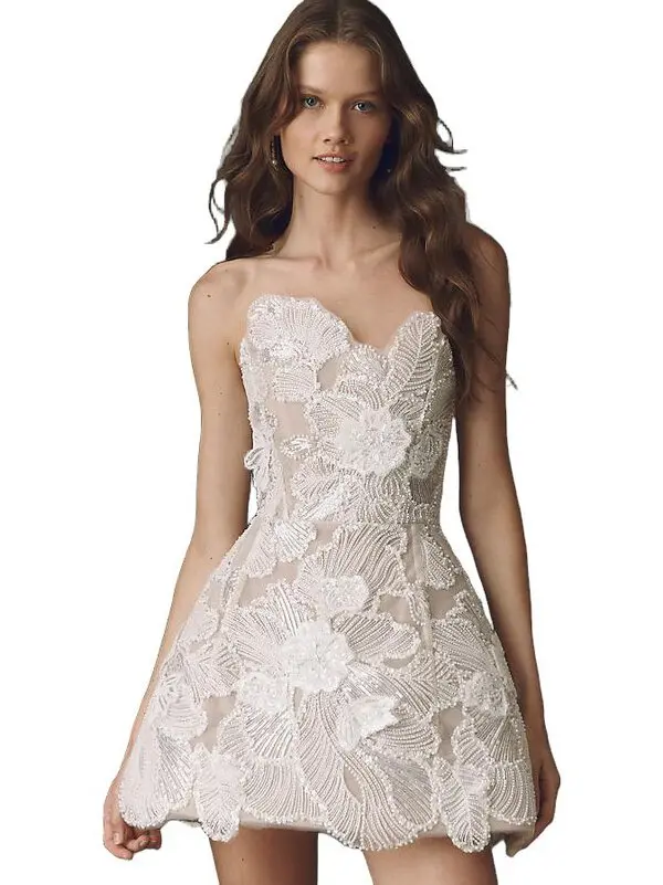 BRONX AND BRONCO Valencia Embellished Corset Mini Dress - Silver