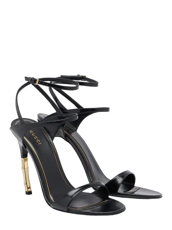 Gucci Castello Leather Sandals With Buckle-fastening Ankle Strap - Black