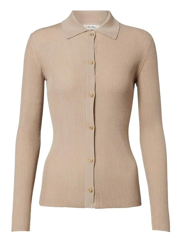Max Mara Ribbed-knit Wool Cardigan - Beige