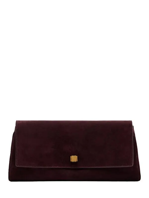 Khaite Audrey Suede Clutch - Burgundy