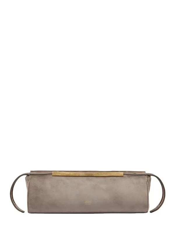 Khaite Donna Suede Clutch - Grey