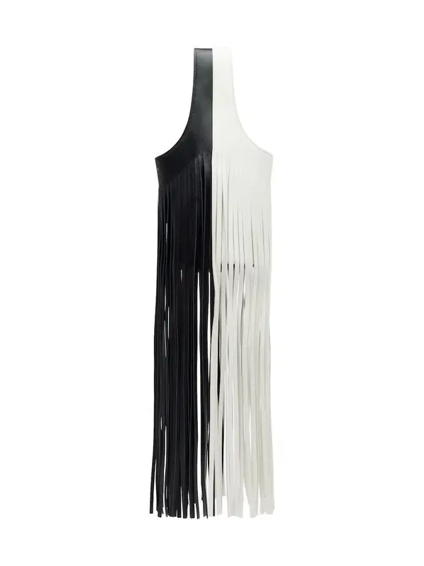 Khaite Livia Small Fringed Leather Tote Bag - Black