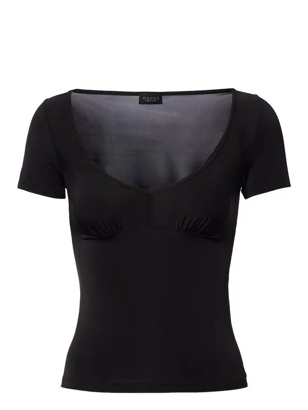 Gucci Viscose Blend Jersey Top - Black