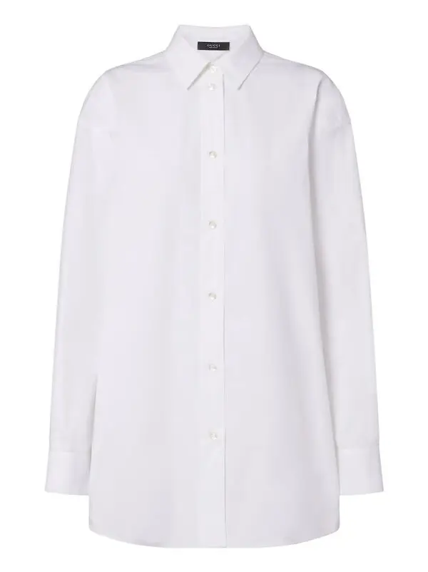 Gucci Gg Checked Cotton Poplin Shirt - White