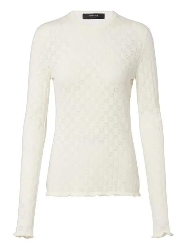 Gucci Gg Cotton-blend Devoré Long-sleeve T-shirt - White