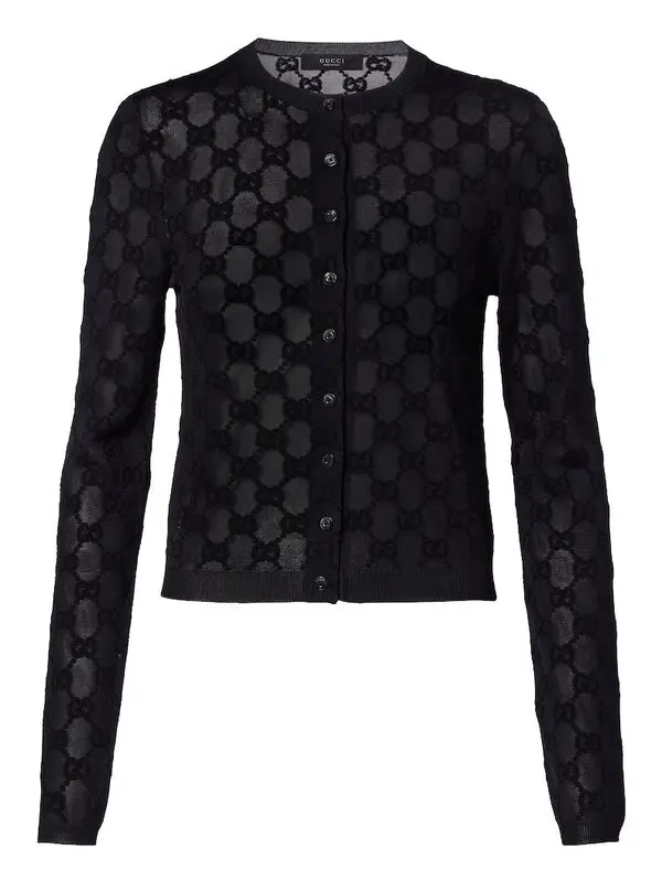 Gucci Gg Crêpe Cardigan - Black