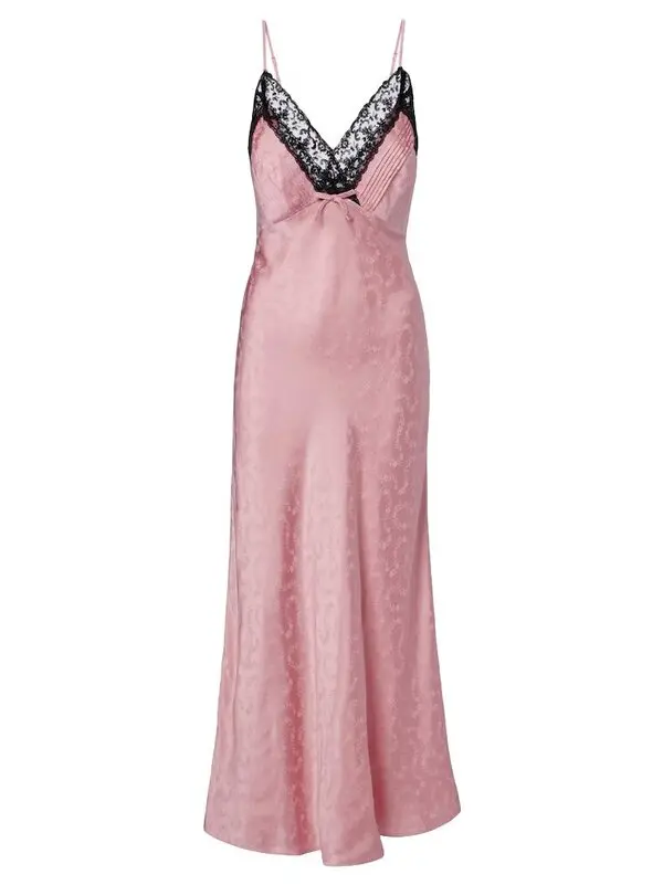 Rixo Alberta Floral Satin Jacquard Midi Dress - Pink