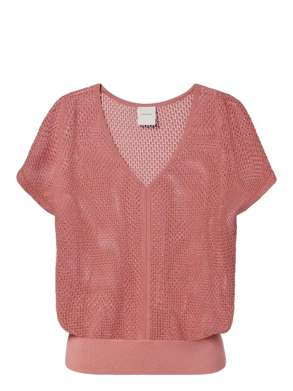 Varley Ashford Open-knit Cotton Top - Pink