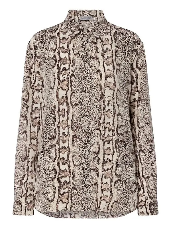 Balenciaga Snake-print Silk Shirt - White