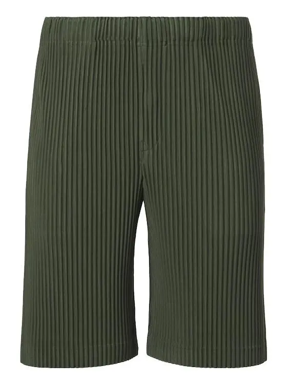 Issey Miyake Homme Plissé Pleated Bermuda Shorts - Green