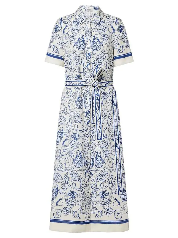 Simkhai Audria Printed Linen-blend Shirt Dress - White