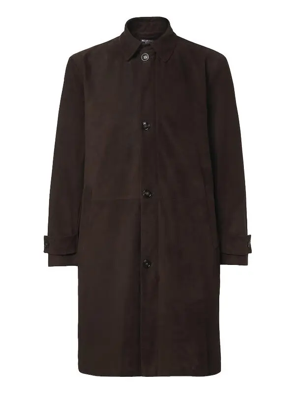 Kiton Leather Overcoat - Brown