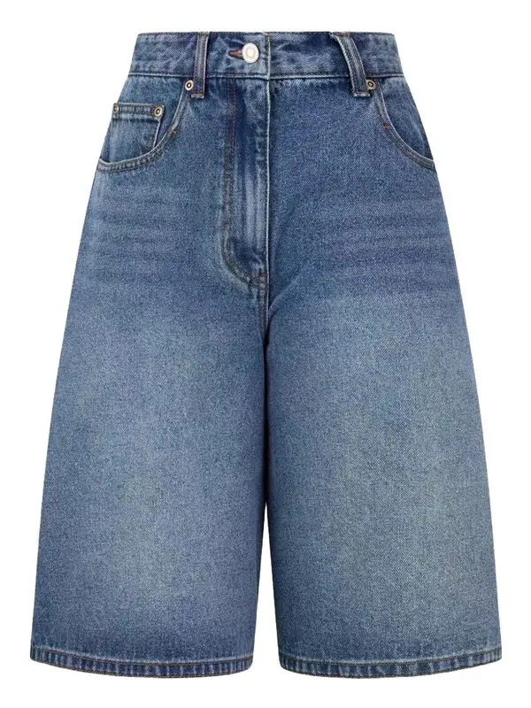 STUDIO TOMBOY High-waisted Denim Knee-length Shorts - Blue