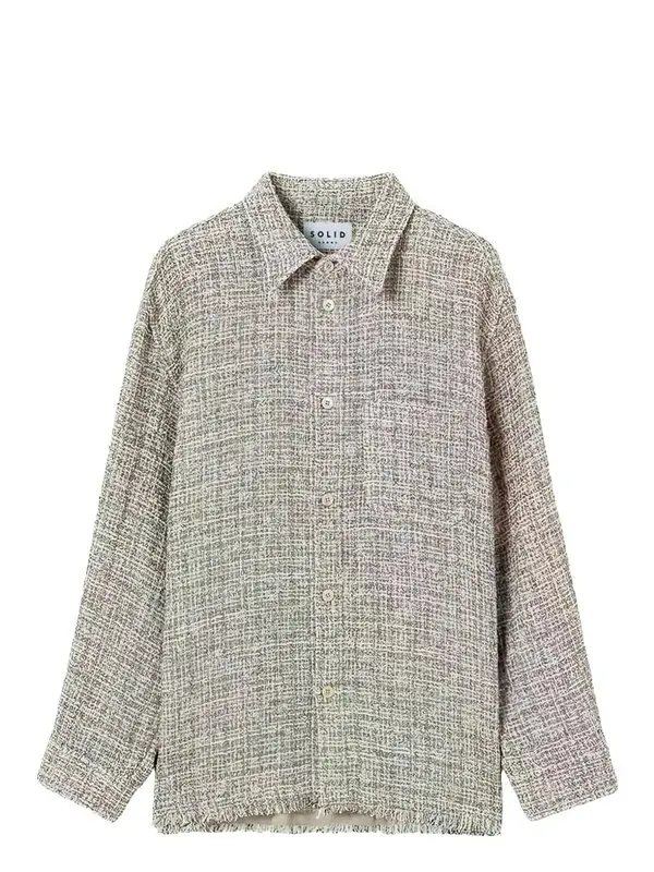 SOLID HOMME Frayed-edge Shirt Jacket - Neutrals