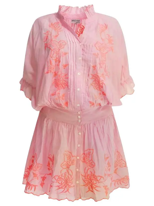 JULIET DUNN Embroidered Mini Dress - Pink