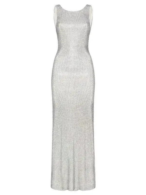 TWENTY FOURHAITCH Helios Crystal-embellished Maxi Dress - Silver