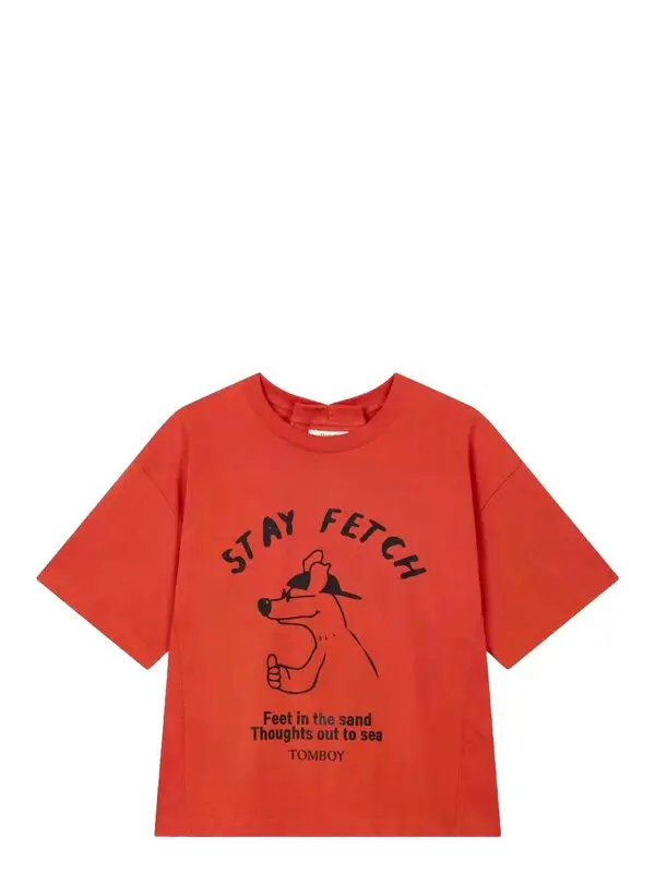 STUDIO TOMBOY Graphic Print Box-pleat T-shirt - Orange